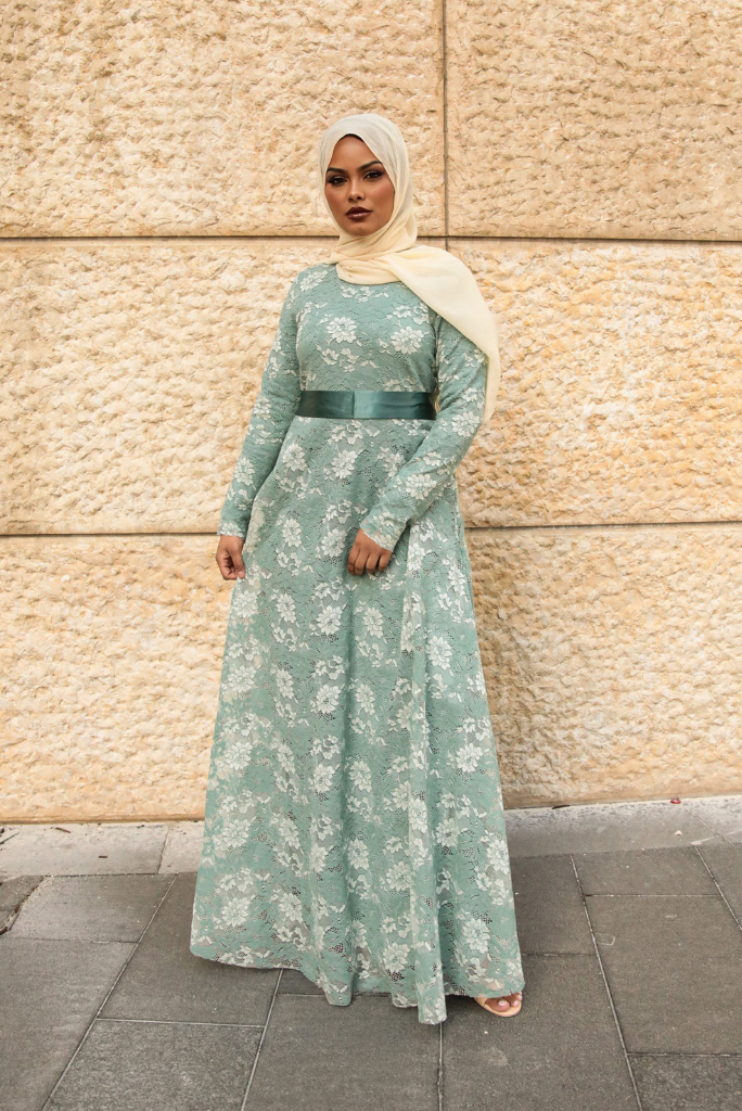 Venetian Maxi Gown - Eucalyptus Mint – Niswa Fashion