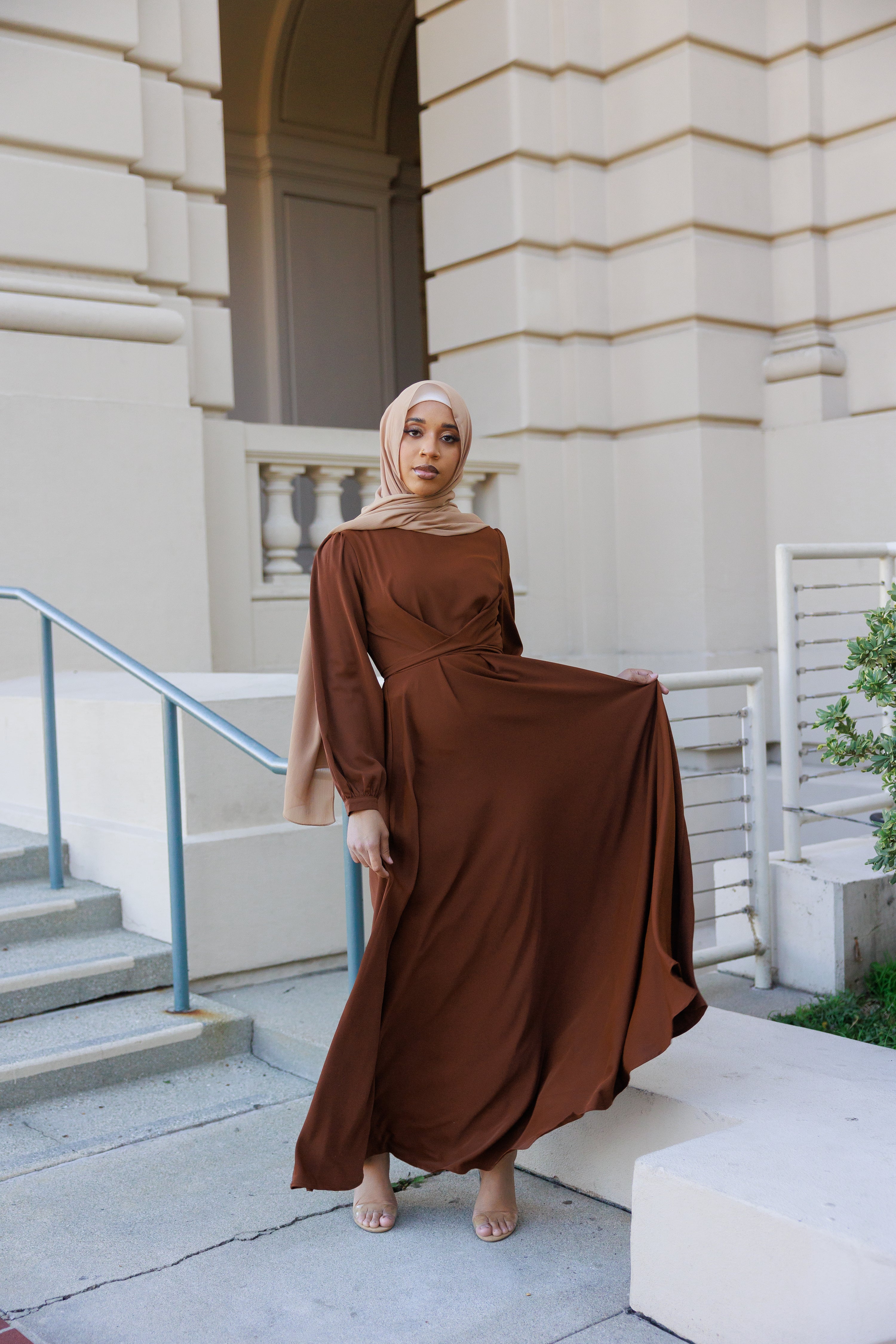 Shop Imani Wrap Maxi Dress - Chocolate - NISWA – Niswa Fashion